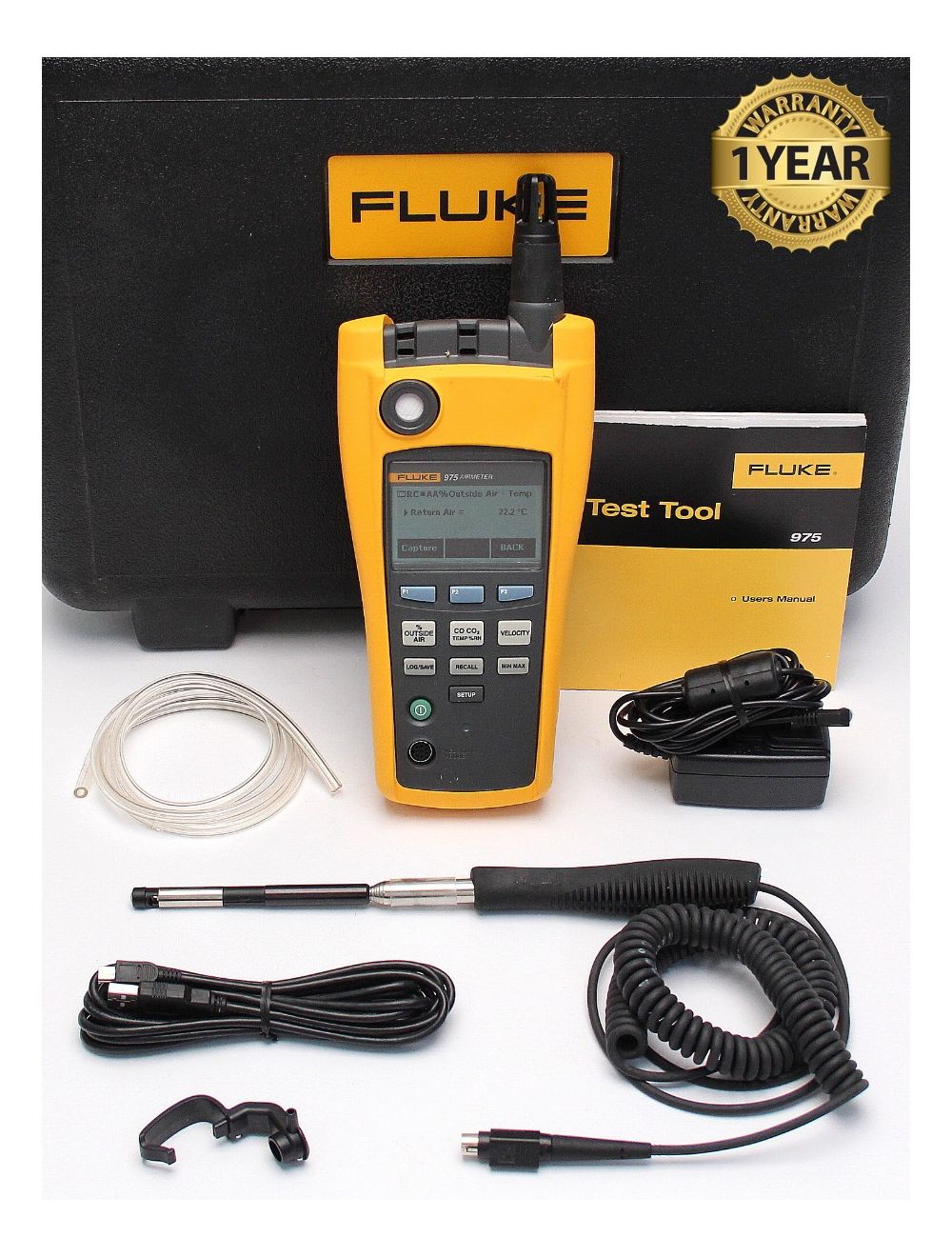 Fluke 975 AirMeter Air Quality Meter W/ Velocity Probe, 56% OFF
